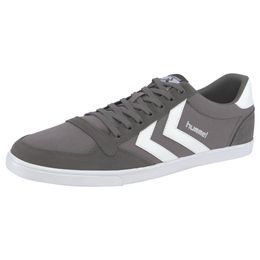 Sneaker Hummel "Slimmer Stadil Canvas Low", Damen, Gr. 46, grau, Textil, Veloursleder, Schuhe Sneaker