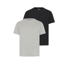 Rundhalsshirt Blend "Rundhalsshirt BHEbal 2 PACK", Herren, Gr. M, schwarz (schwarz, stone mix), Obermaterial: 100% Baumwolle CO., Shirts Rundhalsshirt
