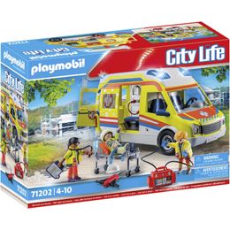 Konstruktions-Spielset Playmobil "Rettungswagen mit Licht und Sound (71202), My City Life", bunt, Spielbausteine, Kinder, Kunststoff, Konstruktions-Spielset, mit Licht und Soundmodul