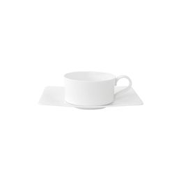 Villeroy & Boch Tasse VILLEROY & BOCH "Teetasse mit Untertasse Modern Grace 150 ml wei&szlig;", wei&szlig;, Porzellan, Trinkgef&auml;&szlig;e, Tasse