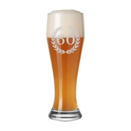 Bierglas LUXENTU "Weizenbierglas mit Gravur 60. Jubil&auml;um 0,5 l transparent", bunt (transparent), 1 tlg., Glas, Trinkgef&auml;&szlig;e, Bierglas
