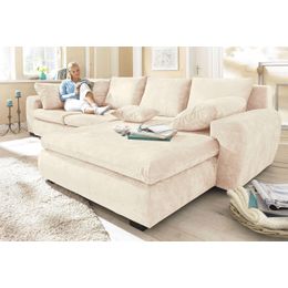 Ecksofa Home Affaire "Cara Mia L-Form, B: 325 cm - OTTO. Verl&auml;ssliche Qualit&auml;t.", beige (creme), B:325cm H:87cm T:183cm, Luxus-Microfaser Vintageoptik (100% Polyester);Microfaser Antiklederoptik (100% Polyester), Sofas, Ecksofa, mit 4 Zierkissen, optional Bettfunktion & Bettkasten