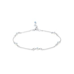 Fu&szlig;kette Elli "Fu&szlig;schmuck Basic Strand Bead Kristalle 925 Silber" Gr. 25, wei&szlig;, Fu&szlig;ketten, Damen, Silber 925 (Sterlingsilber), Fu&szlig;kette
