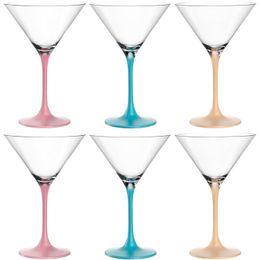 Cocktailglas Leonardo "BRERA, 230 ml, farbig sortiert, Cocktailschale, 6er-Set", bunt (rosa, gelb, blau), H:18,5cm &Oslash;:11cm, Glas, Trinkgef&auml;&szlig;e, Cocktailglas, sp&uuml;lmaschinengeeignet