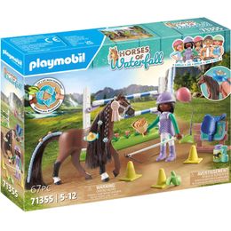 Konstruktions-Spielset Playmobil "Zoe & Blaze mit Turnierparcours (71355), Horses of Waterfall", bunt, Spielbausteine, Kinder, Kunststoff, Konstruktions-Spielset, teilweise aus recyceltem Material