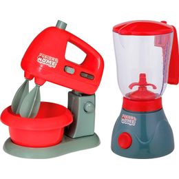 Kinder-Haushaltsset Happy People "Standmixer und Mixer mit Topf", rot (rot, grau), Spielzeug-Haushaltsger&auml;te, Kinder, Kunststoff, Kinder-Haushaltsset, mit Licht- und Soundeffekt