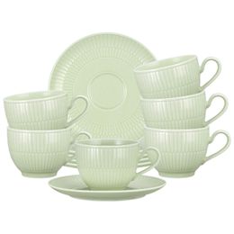 Tasse Seltmann Weiden "Kaffeetassen mit Untertassen Amina 250 ml 6er Set", gr&uuml;n (seladon), 12 tlg., Porzellan, Trinkgef&auml;&szlig;e, Tasse