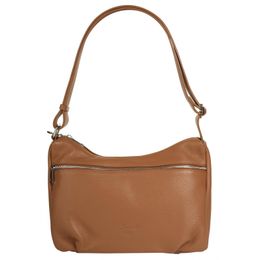 Shopper Samantha Look, Damen, Gr. B/H/T: 29cm x 22cm x 13cm onesize, braun (cognac), Leder, leicht gl&auml;nzend, unifarben, Taschen Shopper, echt Leder, Made in Italy