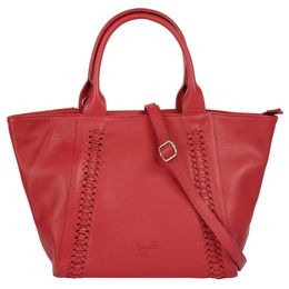 Shopper Samantha Look, Damen, Gr. B/H/T: 32cm x 22cm x 9cm onesize, rot, Leder, leicht gl&auml;nzend, unifarben, Taschen Shopper, echt Leder, Made in Italy