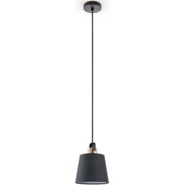 Paco Home Pendelleuchte "MARTA", schwarz (schwarz grau), &Oslash; 20cm H: 25cm, Leuchten, Wohnzimmer Stoffschirm Esszimmer E27 Industrial Design Kabel 1,5m, Pendelleuchte