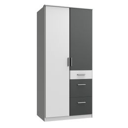 Kleiderschrank wimex "Joker", wei&szlig; (wei&szlig;, abgesetzt graphit), B:90cm H:199cm T:59cm, Schr&auml;nke, Kleiderschrank, wahlweise mit Spiegel