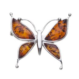 Brosche OSTSEE-SCHMUCK "- Schmetterling - Silber 925/000 - Bernstein" Gr. 31, silber (silber 925, silberfarben, wei&szlig;), Broschen, Damen, Blacklist, Silber 925 (Sterlingsilber), Brosche