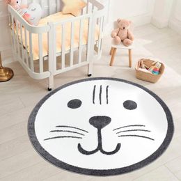 Kinderteppich Carpet City "ANIME918", beige (creme), H:11mm &Oslash;:120cm, Polypropylen (PP), Teppiche, Kinderteppich, Kinderzimmer Teppich Modern mit lustigen Cartoon-Figuren, Multi