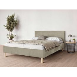 Polsterbett "Albybyn, Bettgestell mit Kopfteil und Lattenrost, in 2 Breiten", beige, B:145cm H:84cm L:205,5cm, 100% Polyester, Home Affaire COLLECTION, Betten, Polsterbett, ohne Bettkasten und Matratze, in 2 Breiten- 140 und 160 cm