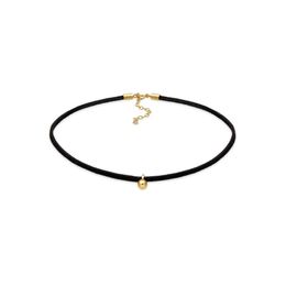 Choker Elli "Halskette Choker Velour Schwarz mit Anh&auml;nger Kugel Silber" Gr. 32, gold, Halsketten, Damen, ohne Stein, Silber 925 (Sterlingsilber), Choker