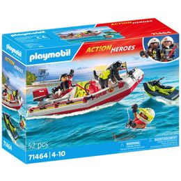 Konstruktions-Spielset Playmobil "Feuerwehrboot mit Aqua Scooter (71464), Action Heroes", bunt, Spielbausteine, Kinder, Kunststoff, Konstruktions-Spielset, Made in Germany