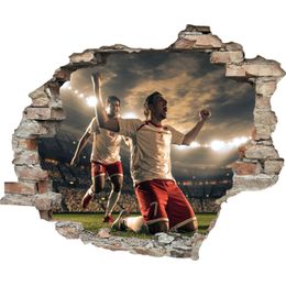 Wandtattoo queence "Fu&szlig;ball Jubel", bunt, B:60cm H:50cm T:0,1cm, Wandtattoos, Wandtattoo, Wandsticker, Wandbild, selbstklebend, 3D, Wanddurchbruch