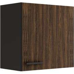 H&auml;ngeschrank Optifit "Palma", schwarz (rillendekor nussbaum, anthrazit), B:60cm H:57,6cm T:34,6cm, Holzwerkstoff, Schr&auml;nke, H&auml;ngeschrank, Breite 60 cm, 1 T&uuml;r, 1 Einlegeboden