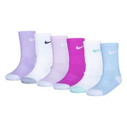 Socken Nike Sportswear "NHN 6PK NIKE SMILEY CREW", M&auml;dchen, Gr. 23/26,5 (5), playful pink, Obermaterial: 60% Baumwolle, 36% Polyester, 4% Elasthan, Socken Socken, f&uuml;r Kinder