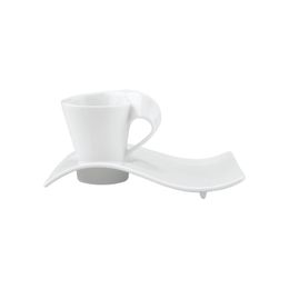 Villeroy & Boch Tasse VILLEROY & BOCH "Espressotasse mit Unterteller NewWave Caff&egrave; 80 ml wei&szlig;", wei&szlig;, Porzellan, Trinkgef&auml;&szlig;e, Tasse