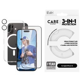 CARE BY PANZERGLASS Handyh&uuml;lle "Flagship 3-in-1 f&uuml;r Apple iPhone 16", transparent, B:11cm H:2,5cm T:19,5cm, H&uuml;llen, Backcover, Schutzh&uuml;lle, Handyschutzh&uuml;lle, Case, Schutzcase, sto&szlig;fest, Handyh&uuml;lle