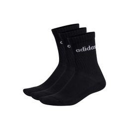 Kurzsocken adidas originals "Socken Linear Crew Cushioned 3er Pack", Damen, Gr. 46-48, schwarz, Obermaterial: 75% Baumwolle CO. 22% Polyester PES. 2% Elasthan EL. 1% Nylon NY., Socken Kurzsocken