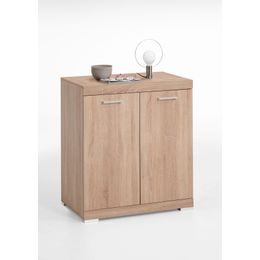Kommode FMD "Bristol", braun (eichefarben), B:80cm H:89,9cm T:49,9cm, Holzwerkstoff, Sideboards, Kommode, In unterschiedlichen Tiefen, mit verstellbaren B&ouml;den