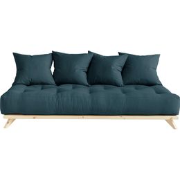 Daybett Karup Design "Senza, Sofa, mit Futonmatratze, minimalistisch, massives Kiefernholz", blau (petrol blau, klarlackiert), B:200cm H:85cm L:90cm, Daybetten, Daybett, Handgefertigt, skandinavisches Design, vielseitig, schlichter Stil