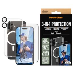 PanzerGlass Displayschutzglas "3-in-1 Protection", transparent, B:11cm H:2,5cm T:19,5mm, Displayfolien, Displayschutzfolie, Set, Kameraglas, Cover, MagSafe, kratz- & sto&szlig;fest, Displayschutzglas