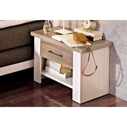 Nachtkonsole Schlafkontor "Luca", beige (pinienfarben wei&szlig;, tr&uuml;ffelfarben), B:60cm H:49cm T:42cm, Holzwerkstoff, Sideboards, Nachtkonsole