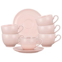 Tasse Seltmann Weiden "Kaffeetassen mit Untertassen Amina 250 ml 6er Set", rosa (ros&eacute;), 12 tlg., Porzellan, Trinkgef&auml;&szlig;e, Tasse