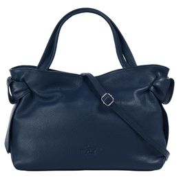 Henkeltasche Samantha Look, Damen, Gr. B/H/T: 33cm x 23cm x 12cm onesize, blau, Leder, leicht gl&auml;nzend, unifarben, Taschen Henkeltasche, echt Leder, Made in Italy