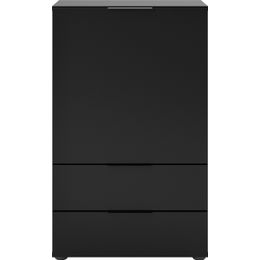 Kommode FMD "Dark", schwarz, B:49,7cm H:81,3cm T:31,7cm, Sideboards, Kommode, mit 2 Schubladen, verstellbare Einlegeb&ouml;den, Breite ca. 50 cm