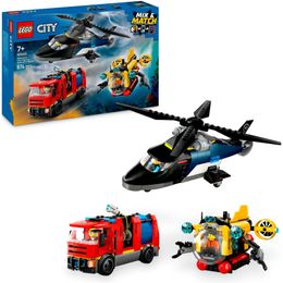 Konstruktionsspielsteine Lego "Kombinationsset mit Hubschrauber, L&ouml;schauto und U-Boot (60462)", bunt, Spielbausteine, Kinder, Kunststoff, Konstruktionsspielsteine, Lego City; Made in Europe