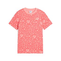T-Shirt Puma "FLAMING LOVE AOP TEE G", M&auml;dchen, Gr. 176, peach frost, Jersey, Obermaterial: 100% Baumwolle, unifarben, regular fit normal, Rundhals, Shirts T-Shirt, Regular Fit, sportlicher Stil, gesticktes Logo