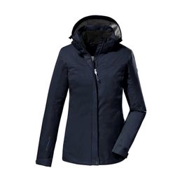 Outdoorjacke Killtec "KOS 133 WMN JCKT", Damen, Gr. 42, blau (dunkelblau), Obermaterial: 100% Polyester;Futter: 100% Polyester, Jacken Outdoorjacke, Wasser- und winddichte Damenjacke mit abnehmbarer Kapuze
