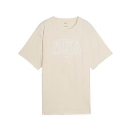 T-Shirt Puma "CLASS RELAXED TEE", Damen, Gr. M, wei&szlig; (alpine snow), Jersey, Obermaterial: 100% Baumwolle, bedruckt, relaxed fit normal, Rundhals, Shirts T-Shirt, sportlicher Look, grafischer Print, Rundhalsausschnitt