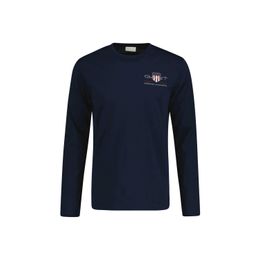 Longsleeve Gant "Longsleeve REGULAR MEDIUM ARCHIVE SHIELD 1er Pack", Herren, Gr. 3XL, blau, Obermaterial: 100% Baumwolle CO., Shirts Longsleeve