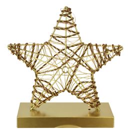 LED-Dekofigur I.GE.A. "LED-Dekoobjekt Stern", gold, B:25cm H:26cm, Metall, Dekofiguren, LED-Dekofigur, Metall Gold warmwei&szlig; Timer Batteriebetrieb Weihnachtsdeko Figur