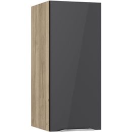 H&auml;ngeschrank Optifit "Lilly2", schwarz (anthrazit lackiert, wildeiche, wildeiche), B:30cm H:70,4cm T:34,6cm, Holzwerkstoff, Schr&auml;nke, H&auml;ngeschrank, Breite 30 cm, 1 T&uuml;r, 2 Einlegeb&ouml;den