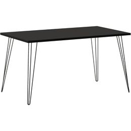 Schreibtisch Schildmeyer "Hank, MADE IN GERMANY, Breite 140 cm", schwarz (schwarzmatt, schwarz, schwarzmatt), B:140cm H:74cm T:80cm, Tische, Schreibtisch, Metallf&uuml;&szlig;e