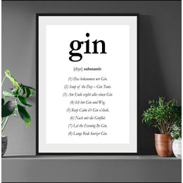 Bild mit Rahmen queence "oder Poster, Gin", schwarz (farbe rahmen: schwarz, farbe bild(er): we&szlig; schwarz), B:50cm H:60cm, Acrylglas, Holz, Papier, Bilder, Bild mit Rahmen