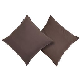 Dekokissen Bruno Banani "Lagan", braun (braun, unifarben), B:40cm L:40cm, Polyester, Dekokissen_Sitzkissen_Kissenh&uuml;llen, Dekokissen, 2-er Set, einfarbig, Kissenh&uuml;llen ohne F&uuml;llung, 40 x 40 cm