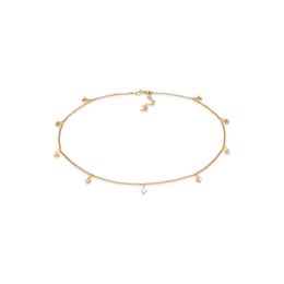 Choker Elli "Halskette Choker Solit&auml;r Zirkonia Elegant 925er Silber" Gr. 36, gold, Halsketten, Damen, mit Steinen, Silber 925 (Sterlingsilber), Choker