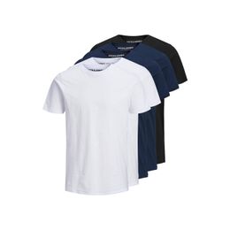 Jack & Jones T-Shirt JACK & JONES "T-Shirt JJEORGANIC BASIC TEE O-NECK 5PK 5er Pack", Herren, Gr. XXL, bunt (wei&szlig;, marineblau, schwarz), Obermaterial: 100% Baumwolle CO(Bio)., Shirts T-Shirt
