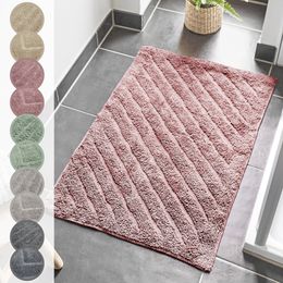 Badematte ANDIAMO "Havanna, 50x80 cm", rot (rostrot, gestreift), H:7,5mm, Baumwolle, Polyester, Badematten, Badematte, Badteppich, Uni Farben, Hoch-Tief Effekt, verschiedene Designs