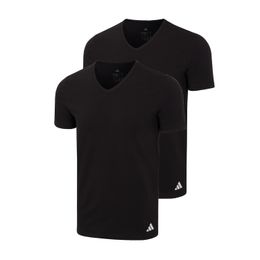 T-Shirt adidas Sportswear "Active Flex Cotton", Herren, Gr. XXL, schwarz (000, schwarz), Obermaterial: 95% Baumwolle, 5% Elasthan, bequem kniebedeckend, V-Ausschnitt, Shirts T-Shirt, V-Ausschnitt, Kurzarm, bequem, elastisch