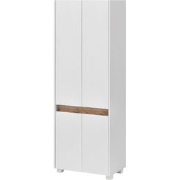 Hochschrank Schildmeyer "Cosmo in verschiedenen Farben made in Germany", wei&szlig;, B:56,9cm H:164,5cm T:33cm, FSC-zertifizierter Holzwerkstoff, Schr&auml;nke, Hochschrank, Breite 57 cm, Badezimmerschrank, Blende im modernen Wildeiche-Look
