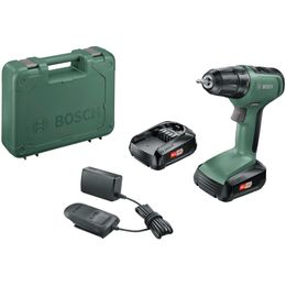 Bosch Home and Garden Akku-Bohrschrauber BOSCH HOME & GARDEN "UniversalDrill 18", gr&uuml;n (gr&uuml;n, schwarz), B:280mm H:96mm L:368mm, Bohrmaschinen, Akku-Bohrschrauber, inkl. 2 Akkus und Koffer