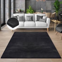 Teppich the carpet "Cosy", schwarz, B:140cm H:11mm L:200cm, Polyester, Teppiche, Teppich, Wohnzimmer Teppich Fell-Optik waschbar elegant